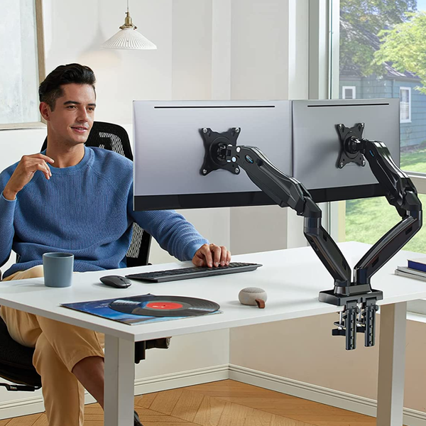 Base Neumática De Escritorio Para Monitor Doble 17-33 An-110 – TecnoHogarJS