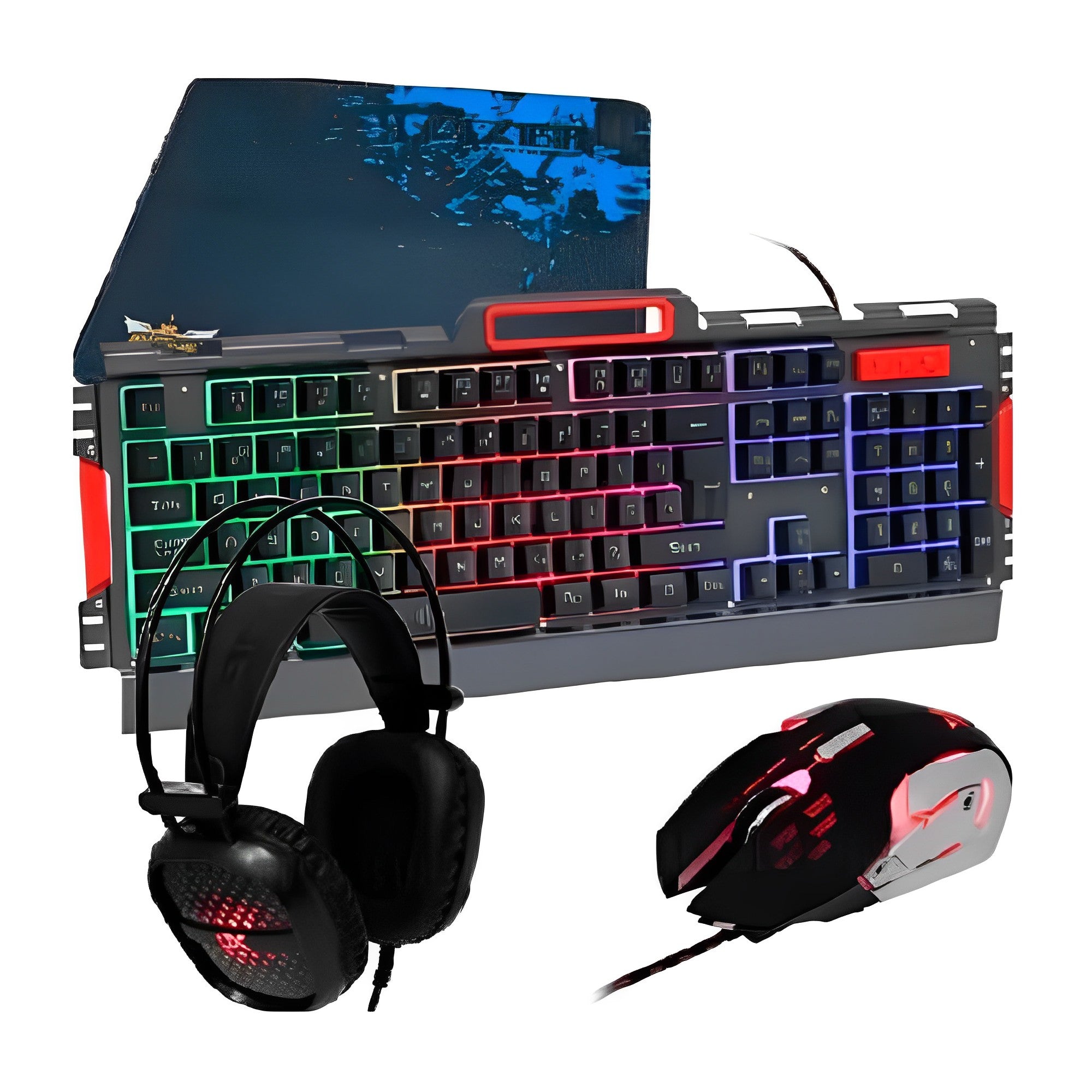 Combo Teclado Gamer Retroiluminado Mouse Pad Y Audífonos K58 – TecnoHogarJS