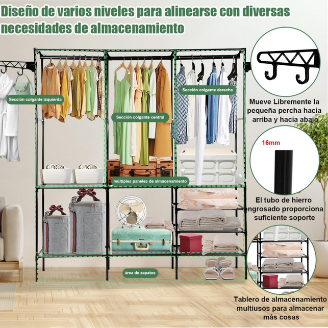 Estante Para Ropa Organizador Zapatero Y Perchero 3 Estantes – TecnoHogarJS